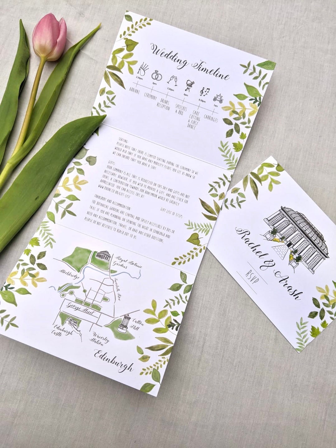 Custom Fold Out Illustrated Wedding Invitations - Etsy
