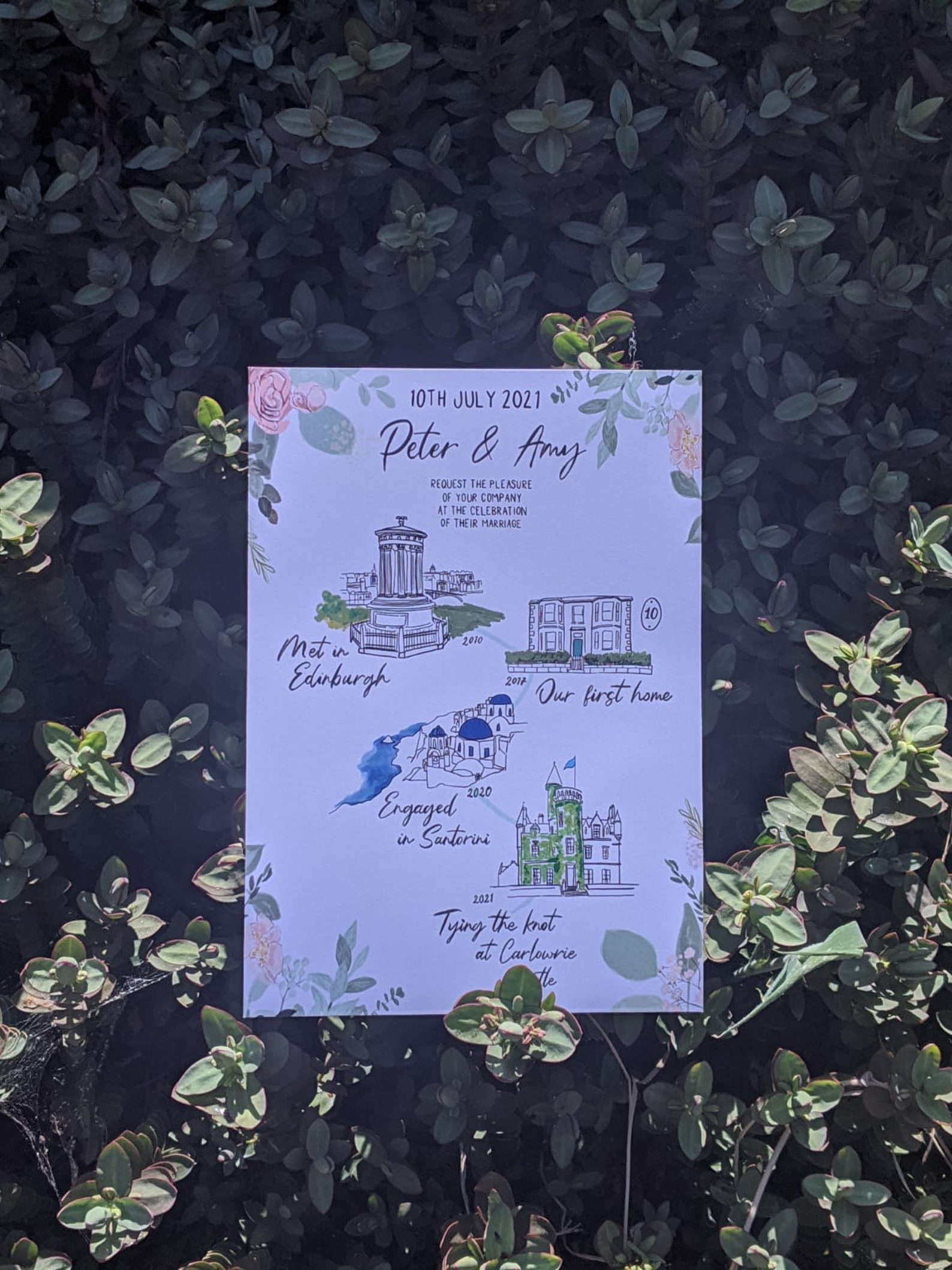 Custom Illustrated Wedding Invitations / Couples Timeline - Etsy UK