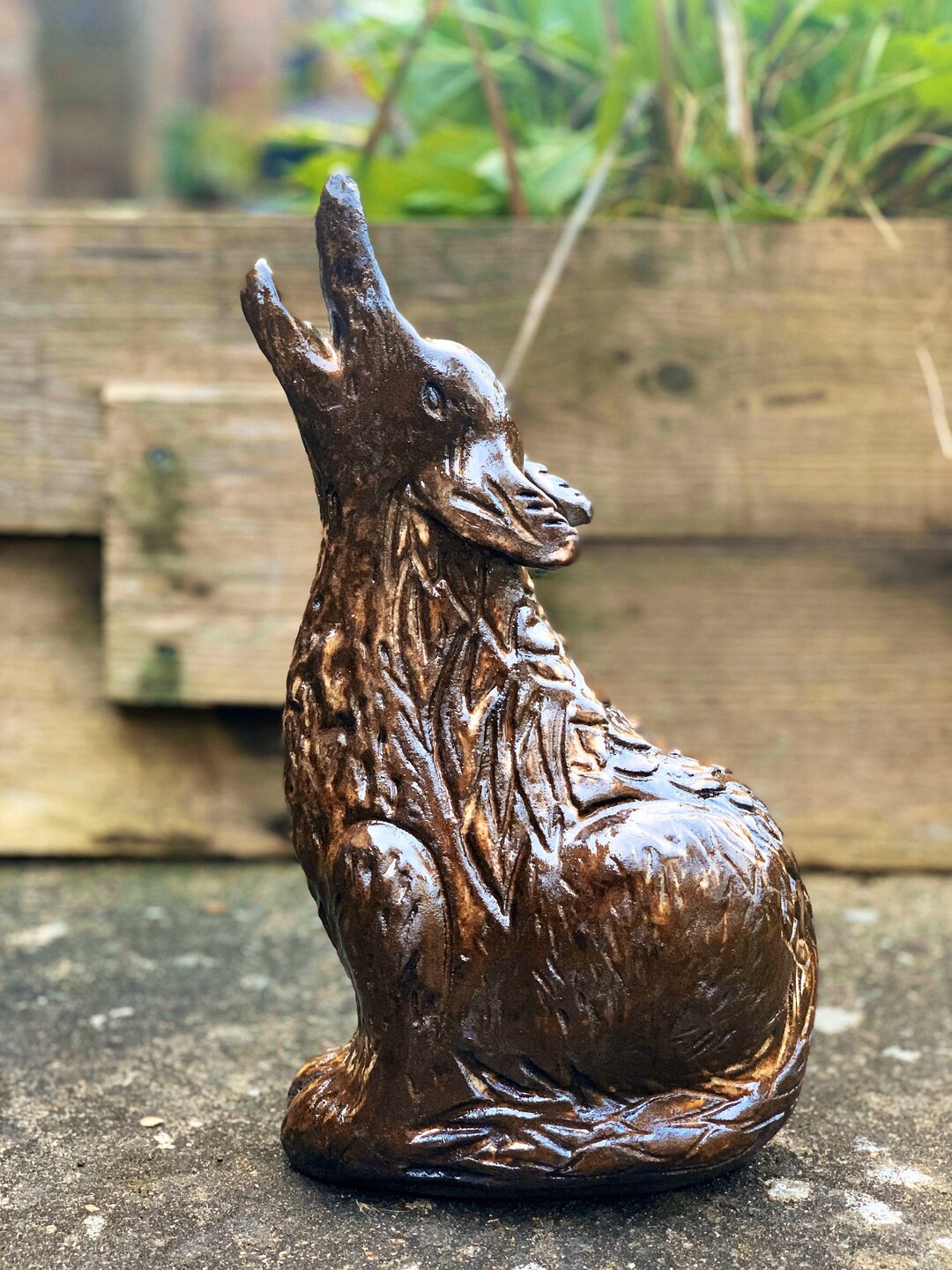 Handmade Stoneware Ceramic Wolf Figure, Wolf Ceramic Animal Figure ...