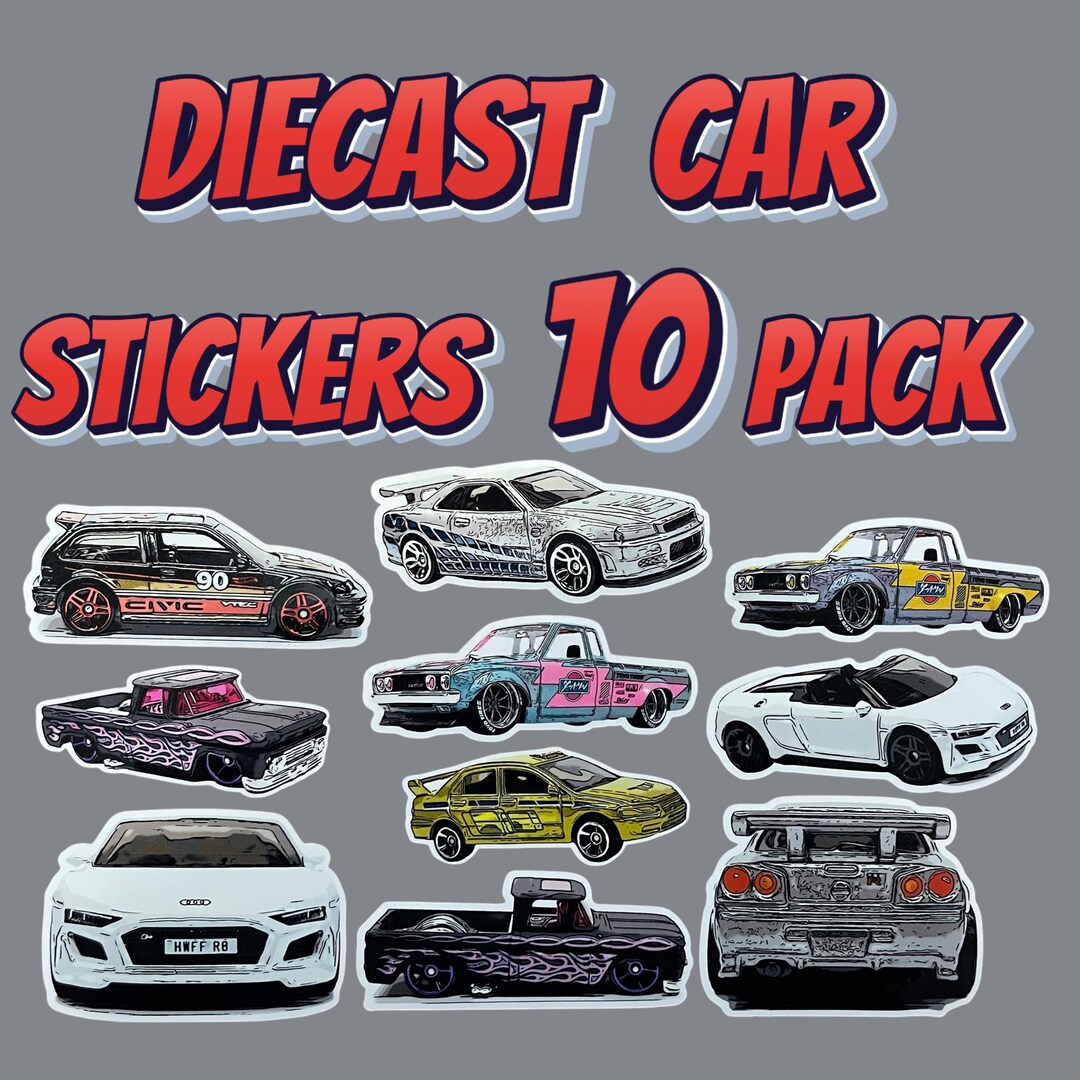 Diecast Car Sticker Pack JDM & Classic Cars Vinyl Stickers set of 10 ...