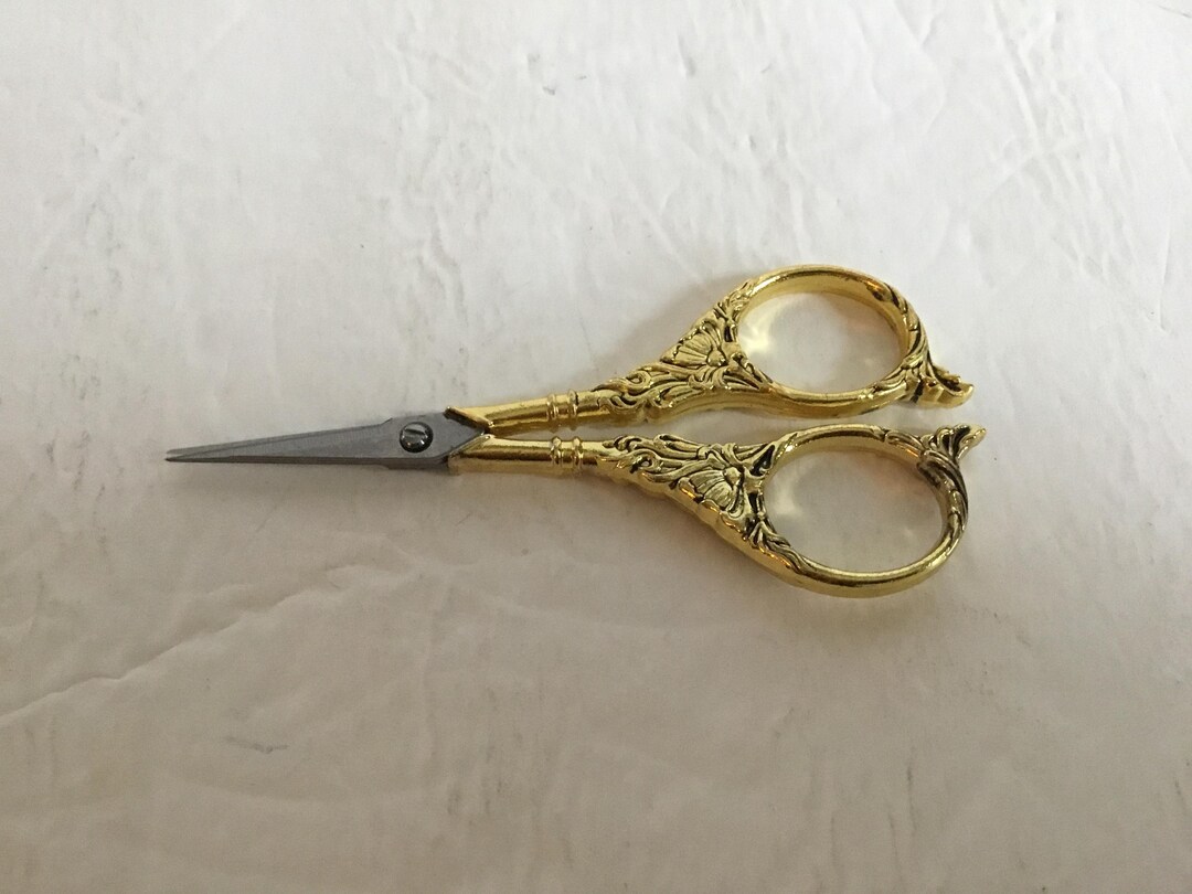 Vintage Ornate Sewing Scissors,gold Tone Approx L 4.25” Excellent ...