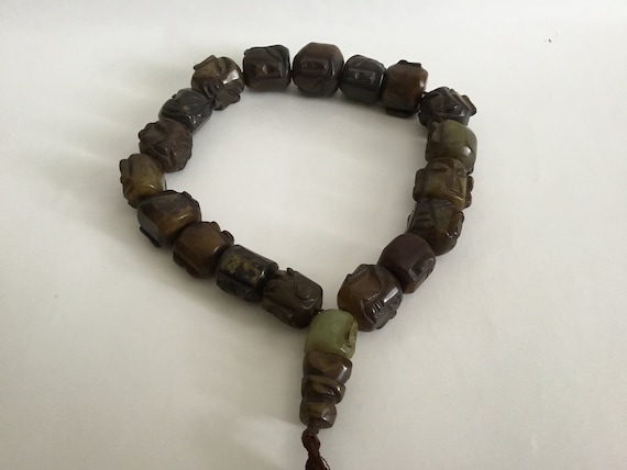 Vintage 1980s Strand of Hand Carved Soochow Jade Meditation Prayer Buddha Head Beads. Etsy UK
