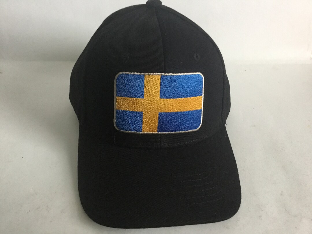 Black Baseball Cap With Swedish Flag Embroidered on Front, “sweden” on ...