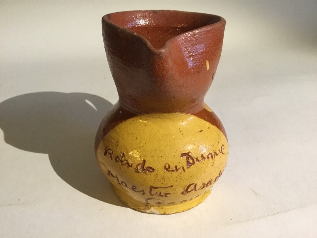 Vintage Small Spanish Pottery Jug From Historic Restaurant Casa Duque ...