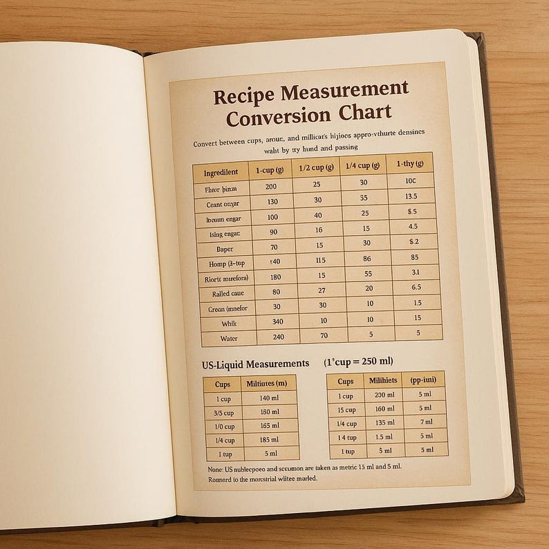 Recipe Conversion Chart PDF - Etsy
