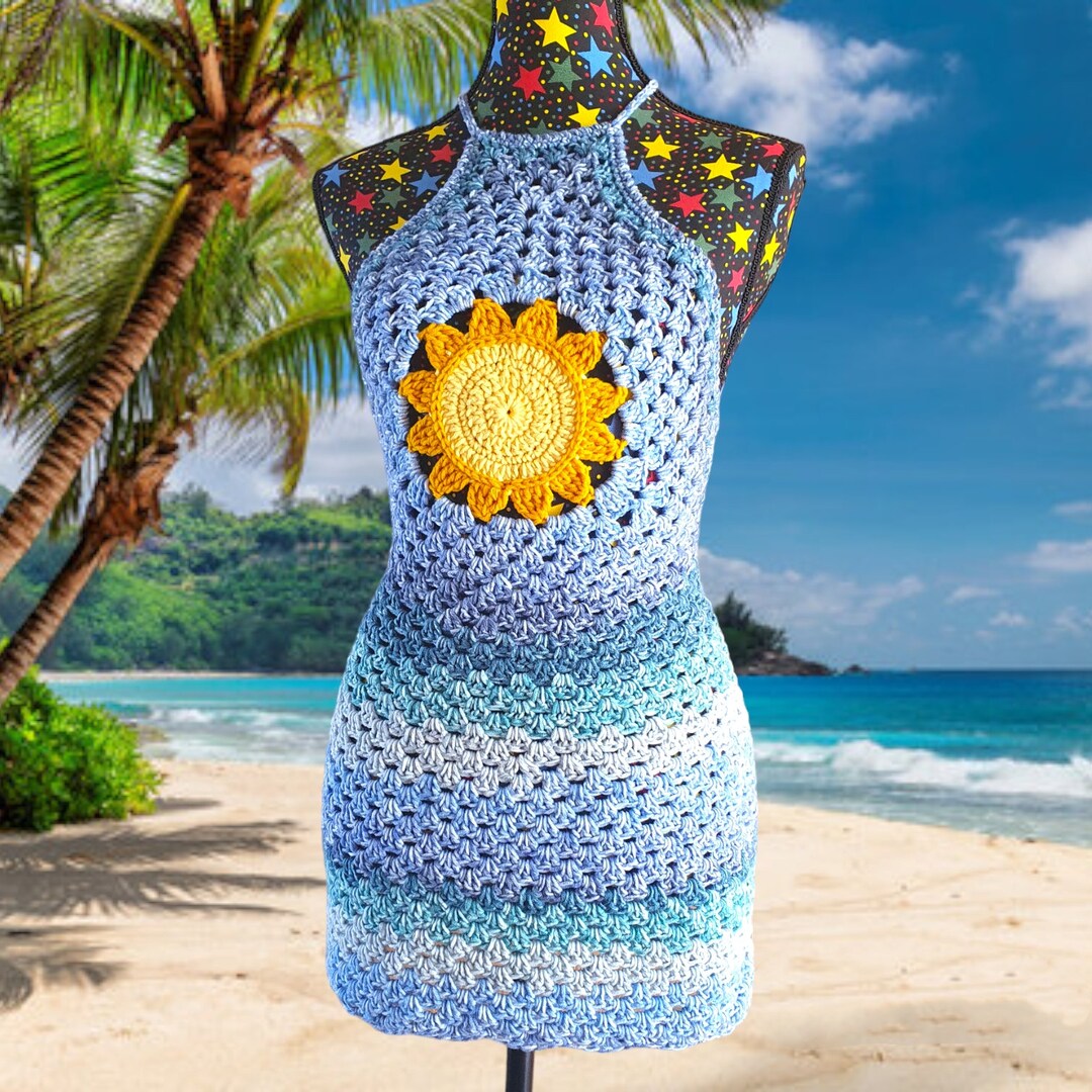 Sunny Day Crochet Beach Dress | Swimsuit Cover up | Handmade | Size 8 ...