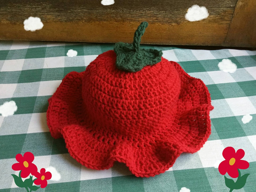 Tomato Bucket Hat | Gardencore Crochet | Red Bellflower Fairy Cap - Etsy