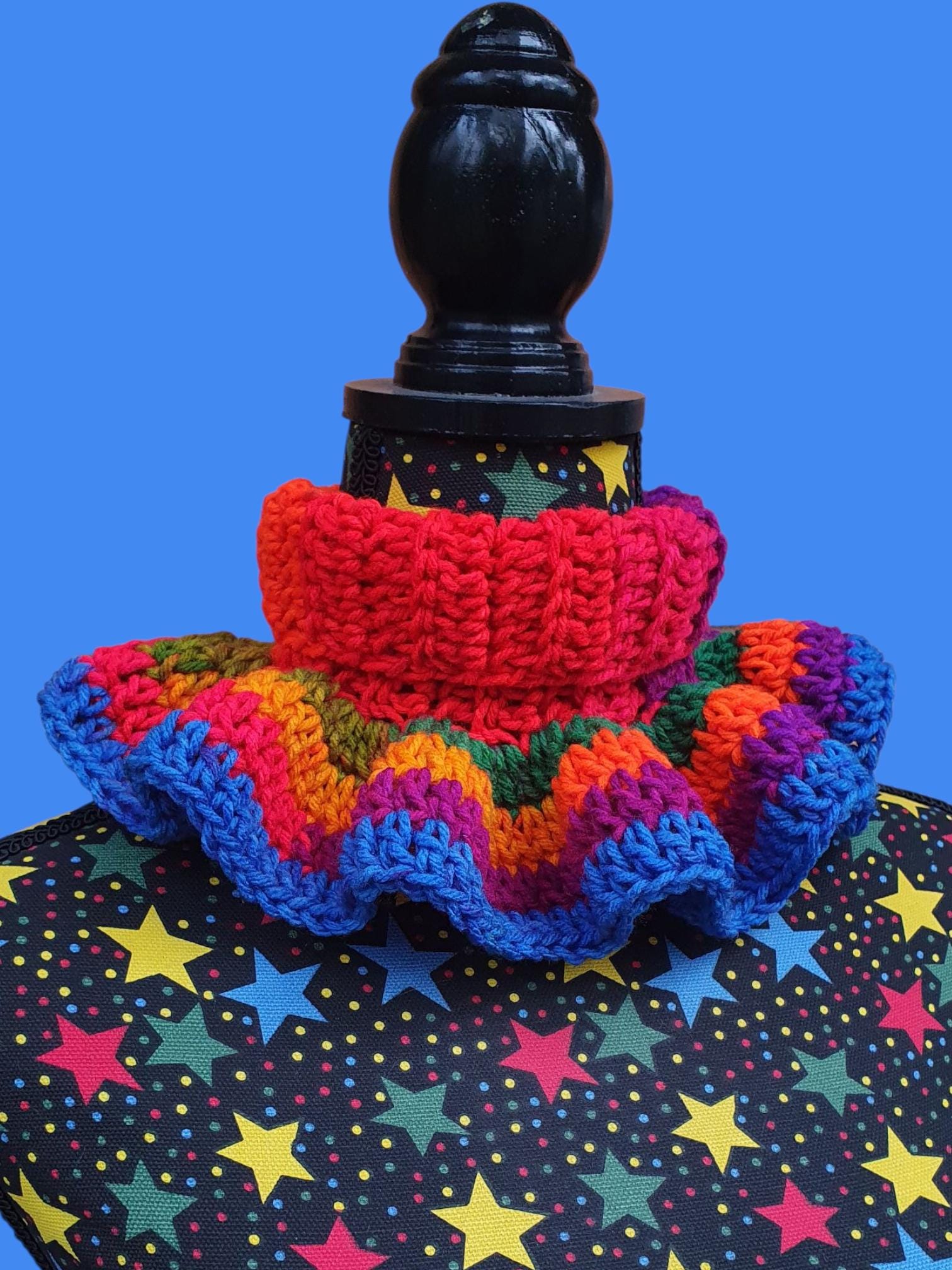 Crochet Jester Hat & Ruffle Collar | Vibrant Rainbow | Handmade - Etsy