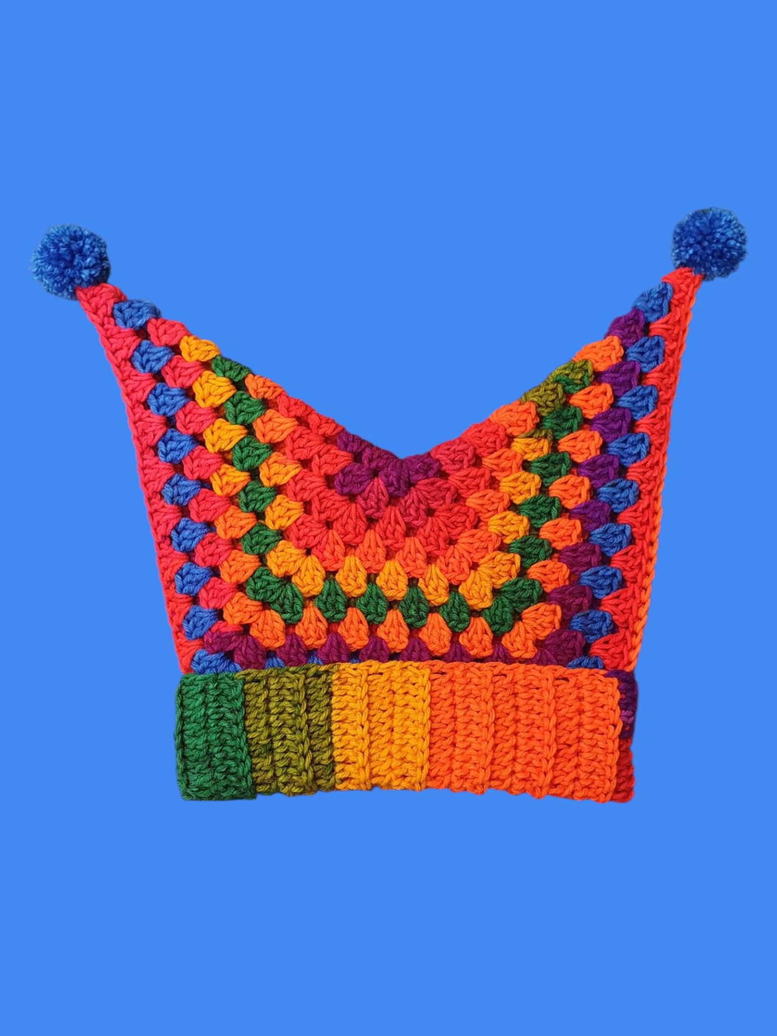 Crochet Jester Hat & Ruffle Collar | Vibrant Rainbow | Handmade - Etsy