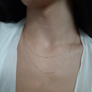Thin Double Row Gold Chain Necklace, Minimalist Golden Necklace, 925 ...