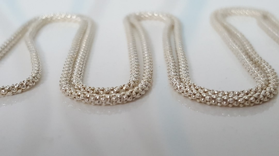 Popcorn Chain Necklace 32 Inches Long, Popcorn 925 Sterling Silver 80cm ...