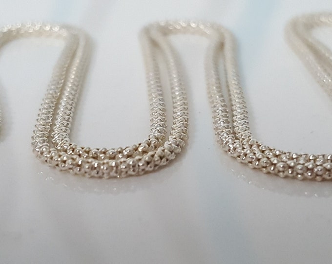 Long Chain, Popcorn Chain, Popcorn Chain 31 Inches Long, Silver Chain ...