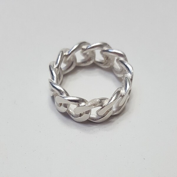 Silver Chain Ring - Etsy