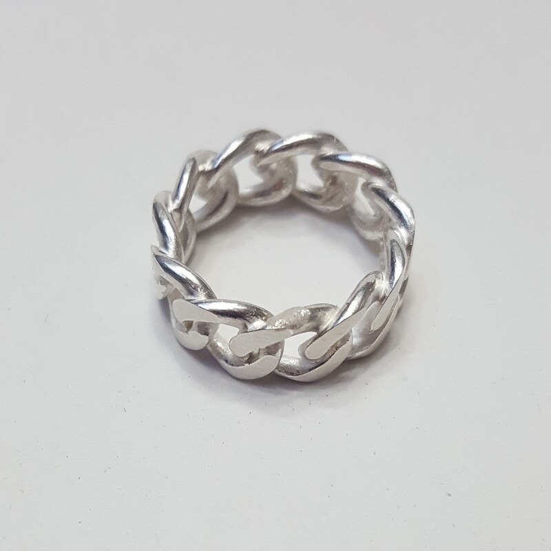 Silver Chain Ring - Etsy