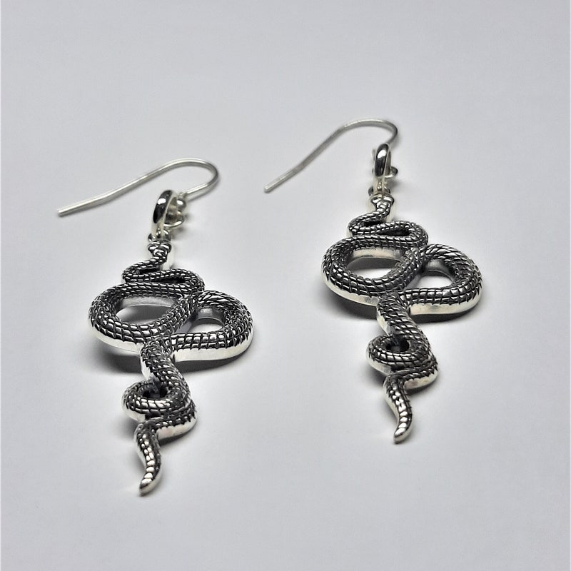 Silver Snake Earrings - Etsy