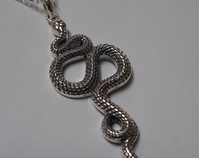 Snake Necklace, Snake Jewelry, Snake Pendant, Snake Necklace, Sterling ...