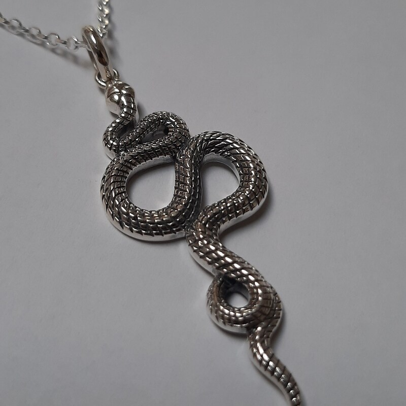 Silver Snake Necklace - Etsy