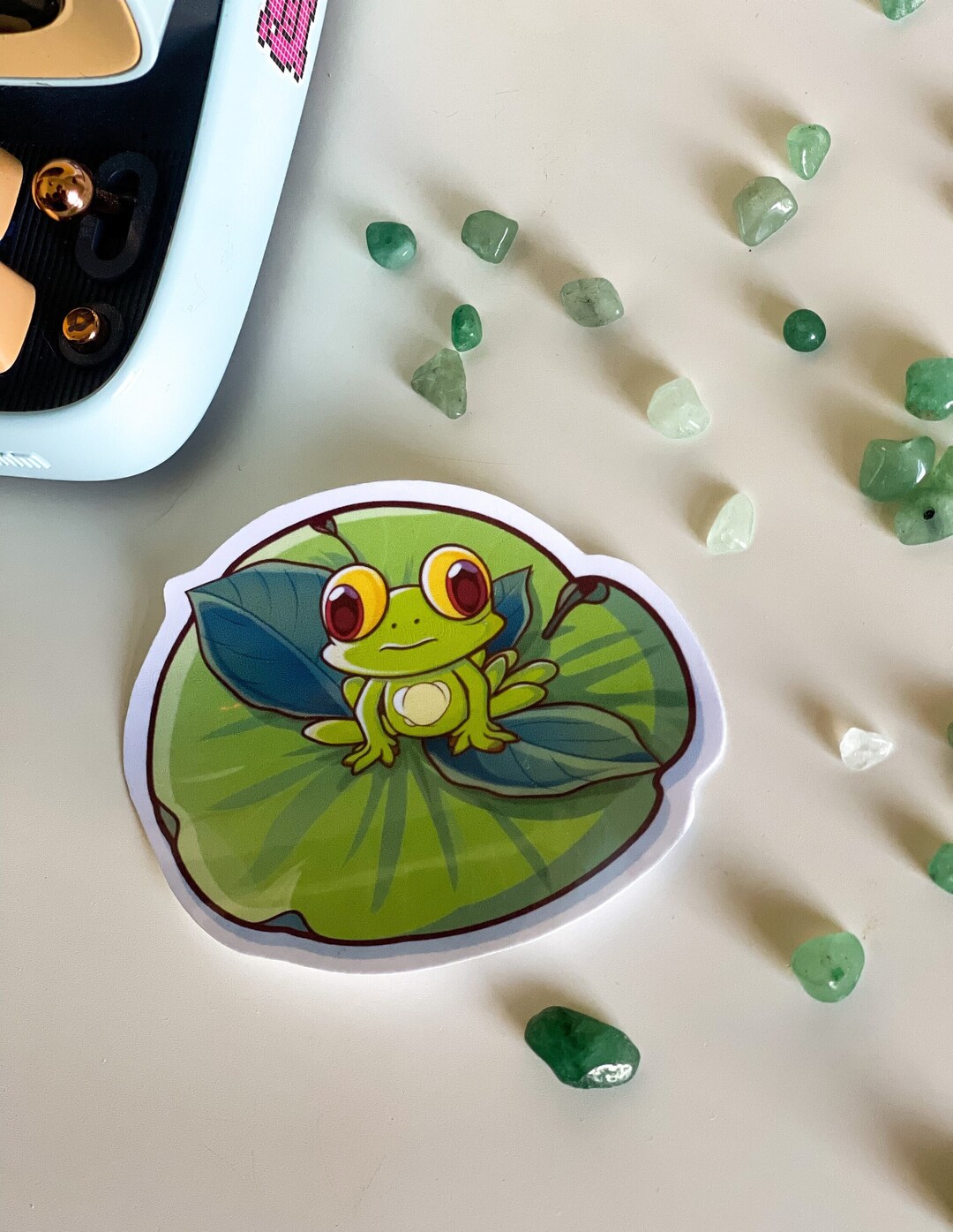Cute Adorable Anxious Frog Sticker Glossy Sticker Scratchproof ...