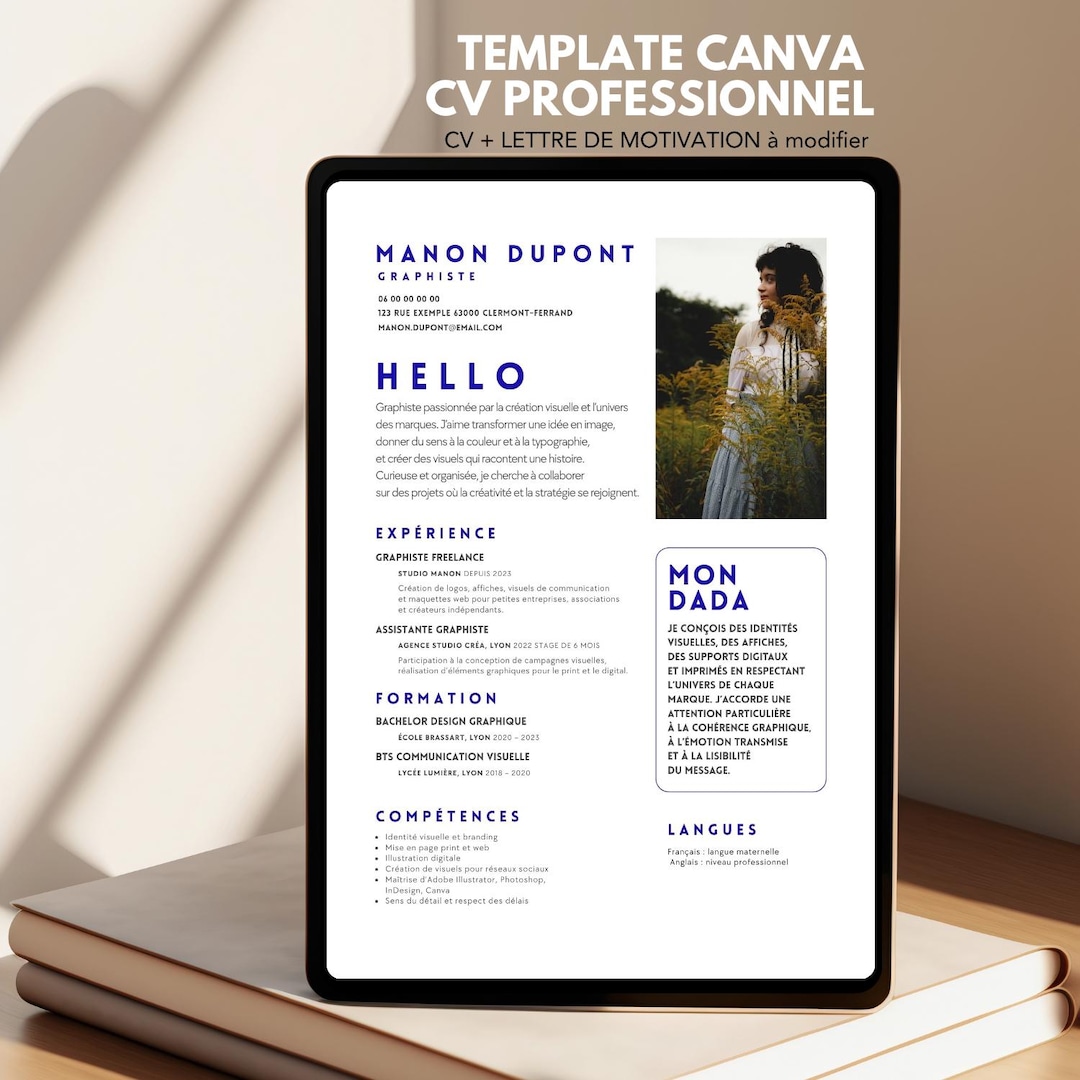 French CV / CV Template Canva / CV Canva / CV and Cover Letter Template ...