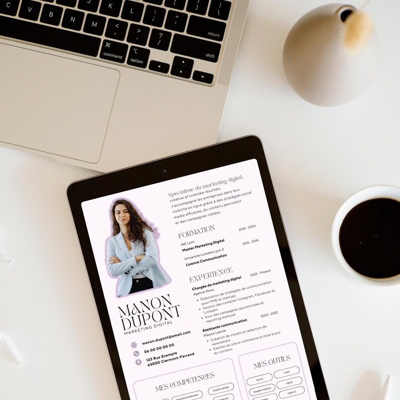 French CV / CV Template Canva / CV Canva / CV and Cover Letter Template ...