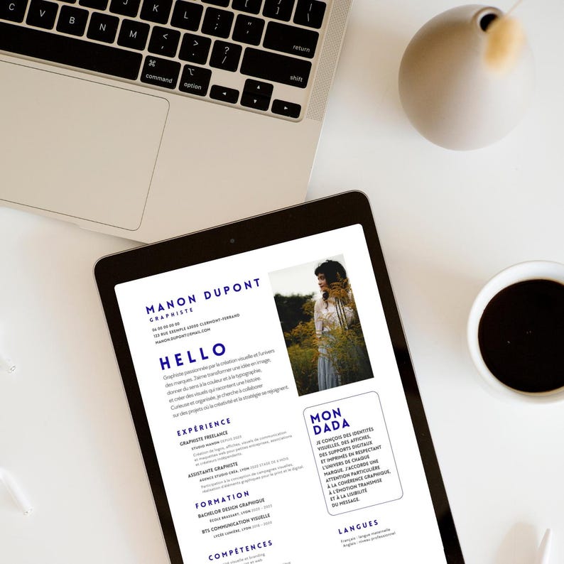 French CV / CV Template Canva / CV Canva / CV and Cover Letter Template ...