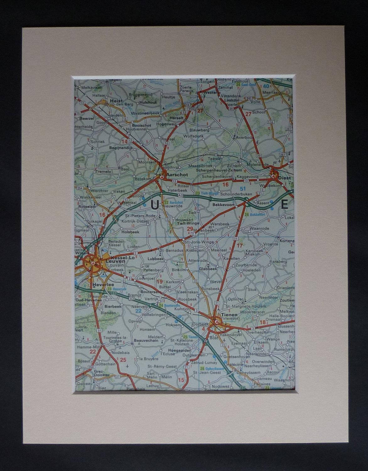 Mouzon Wall Art Belgium Picture European Art 1980s Vintage Map of Sedan ...