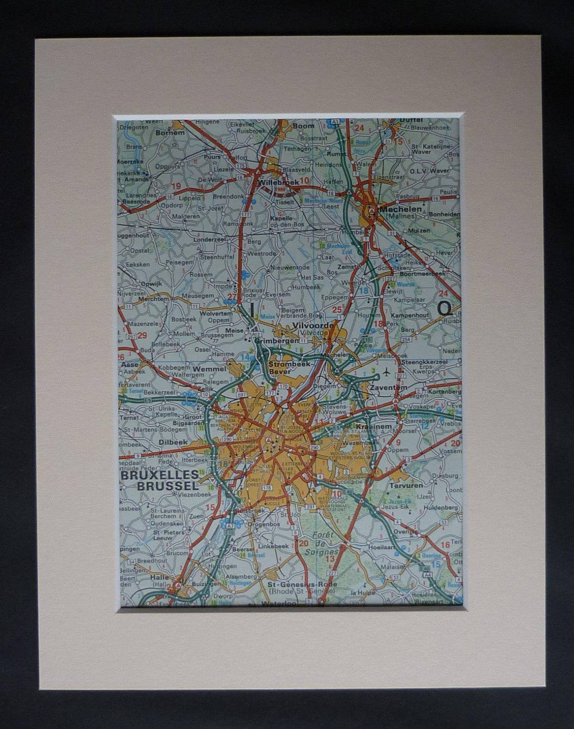 Mouzon Wall Art Belgium Picture European Art 1980s Vintage Map of Sedan ...