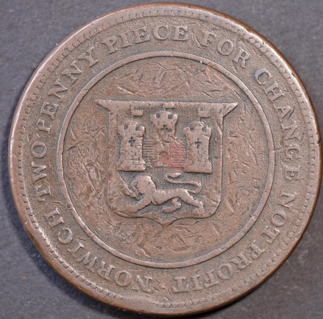 1811 -1812 Norwich Robert Blake Large Copper Twopence Token - Etsy