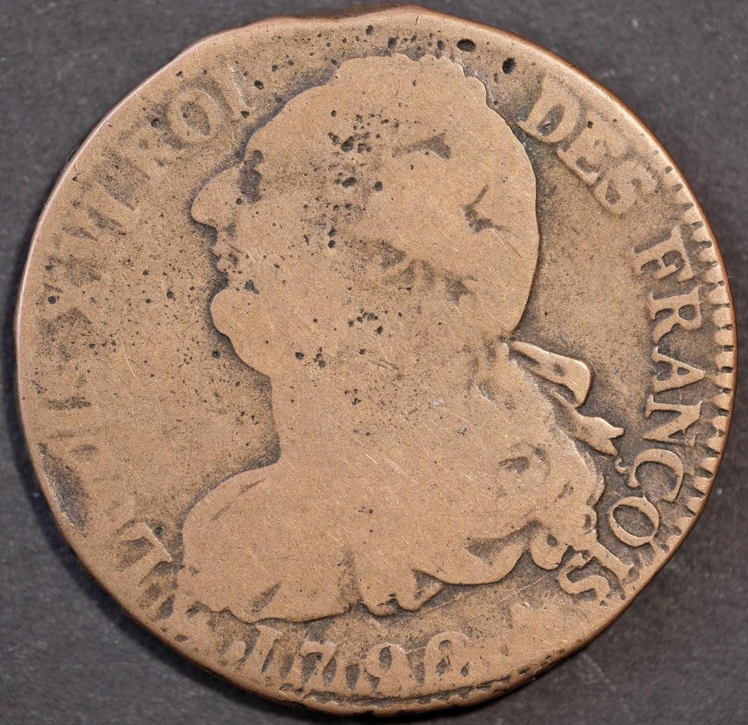 1792 A Paris Louis XVI 2 Sol France Revolutionary Period - Etsy