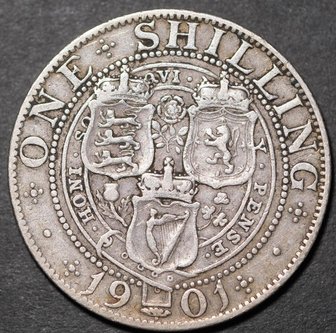 1901 Queen Victoria Veiled Head One Shilling .925 Silver Coin - Etsy