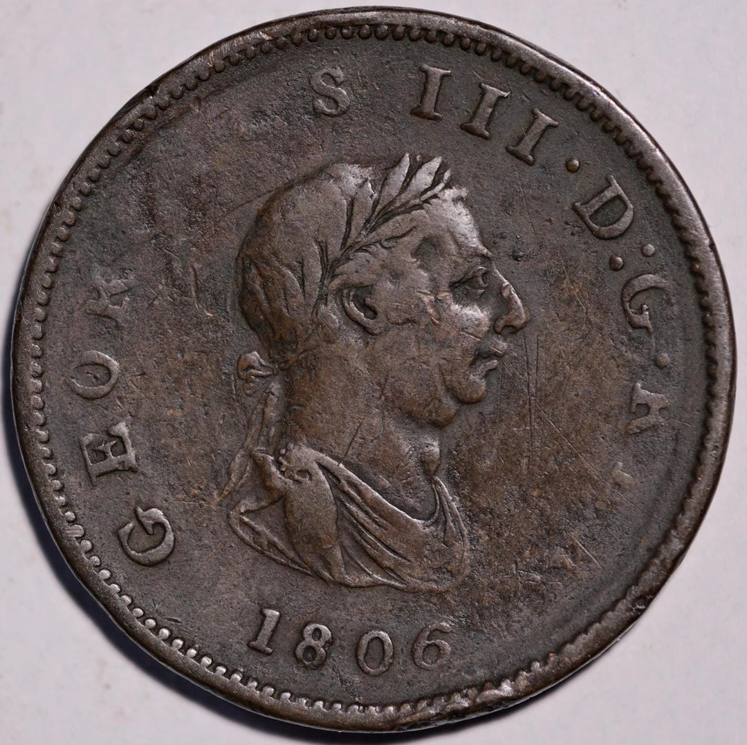 1806 King George III Copper Half Penny Coin - Etsy