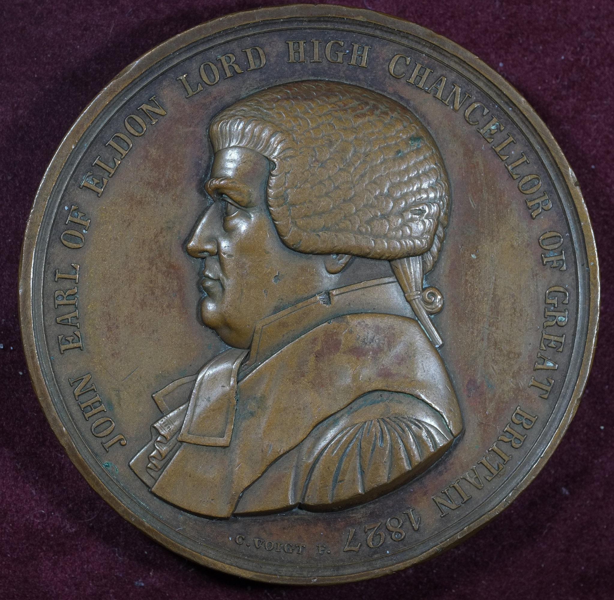 John Scott primer conde de Eldon Lord Alto Canciller medalla de bronce ...