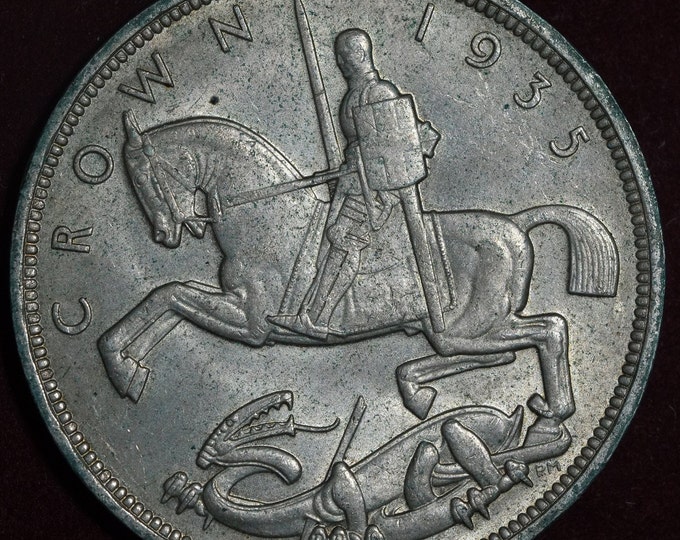 1935 King George V Full ( Rocking Horse) Crown Silver Coin (5 Shillings ...