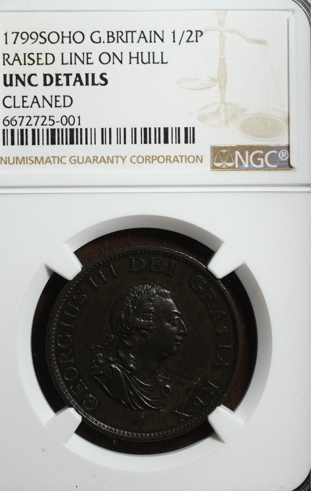 1799 King George III Half Penny Soho Mint NGC Unc Details - Etsy