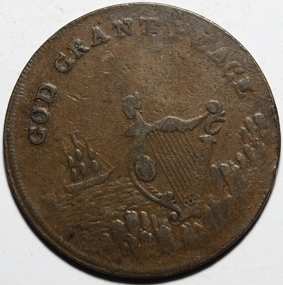 1795 Irish Half Penny Token Dublin God Grant Peace | Etsy