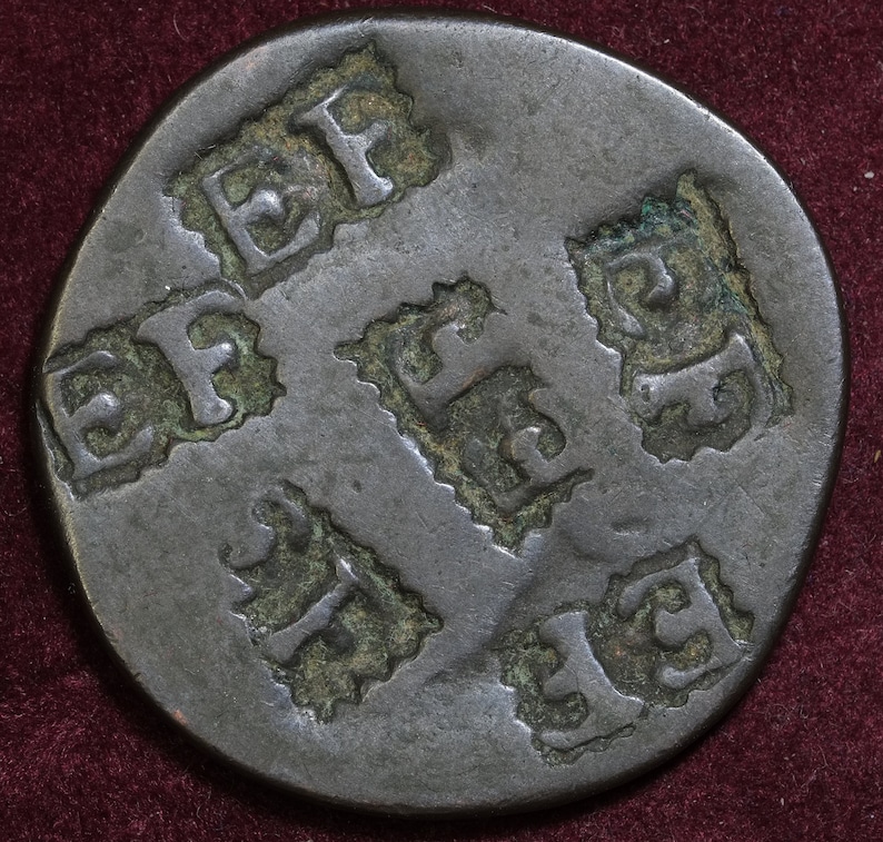 Heavily Counterstamped Half Penny Coin EF - Etsy