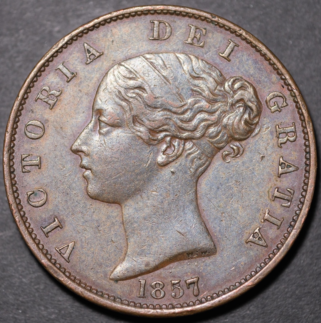 1857 Queen Victoria Half Penny No Dots - Etsy