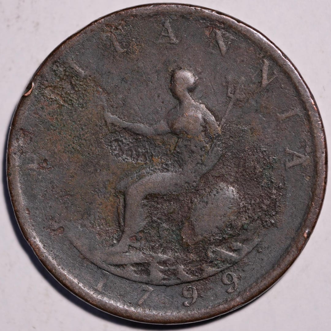 1799 King George III Half Penny Coin Soho Mint Defaced Obv - Etsy