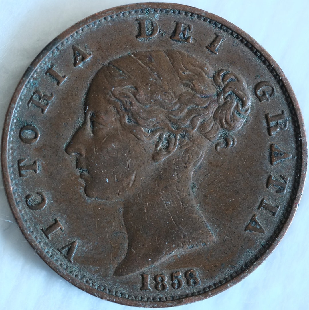 1858 Victorian Half Penny - Etsy