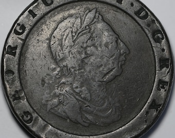 Old English Two Penny Coin 1797 King George III Copper Cartwheel ...
