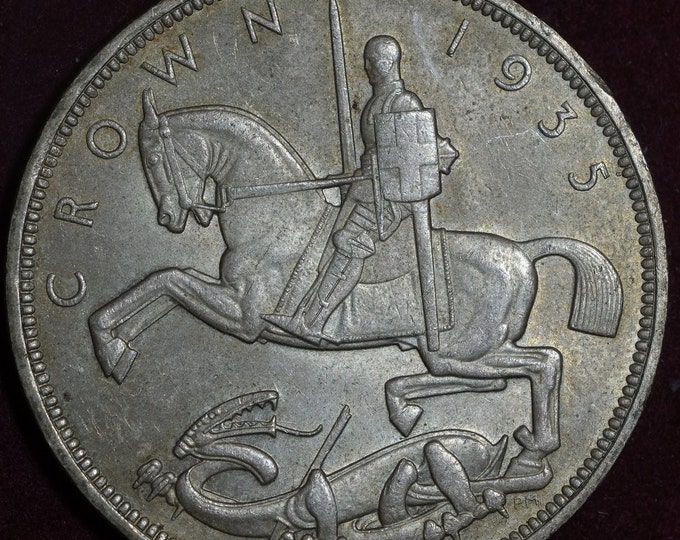 1935 King George V Full ( Rocking Horse) Crown Silver Coin (5 Shillings ...