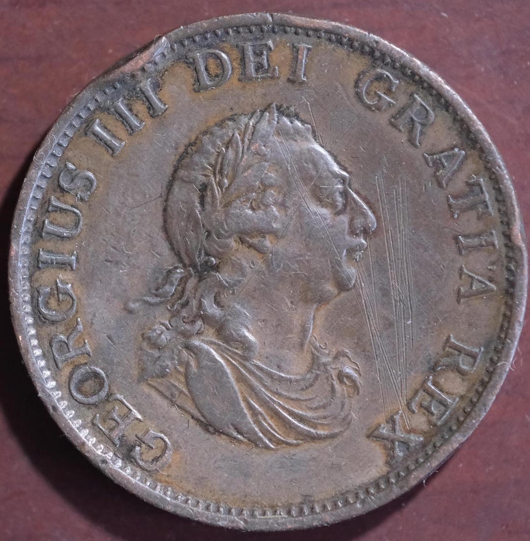 1799 King George III Half Penny Coin Soho Mint Defaced Obv - Etsy