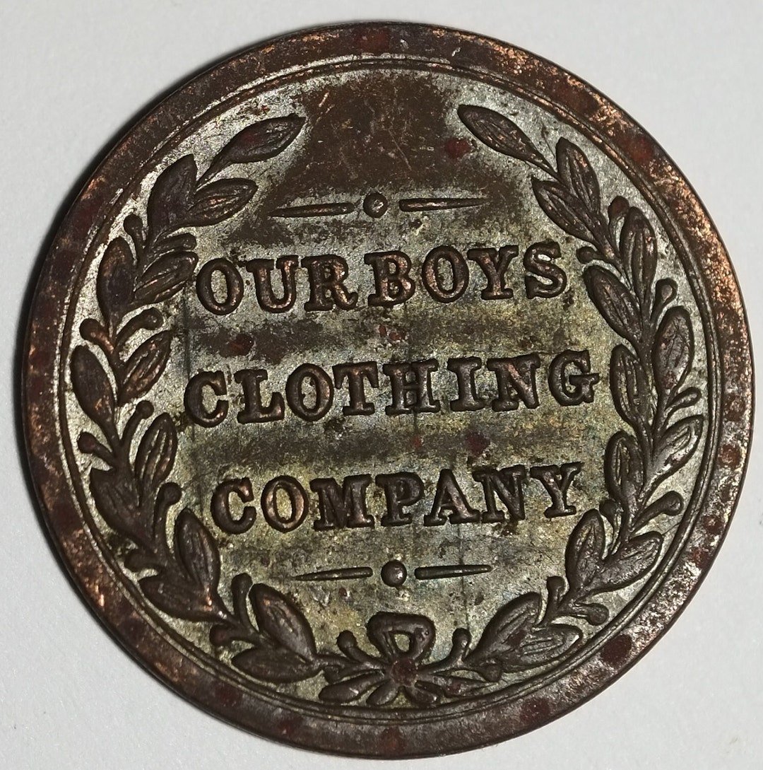 19th C Unofficial Farthing Token London Our Boys Clothing Co Silvered ...
