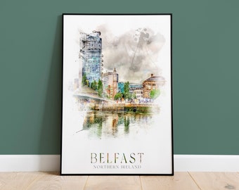 Belfast Skyline, Belfast Cityscape Northern Ireland Art Print 19830 - Etsy
