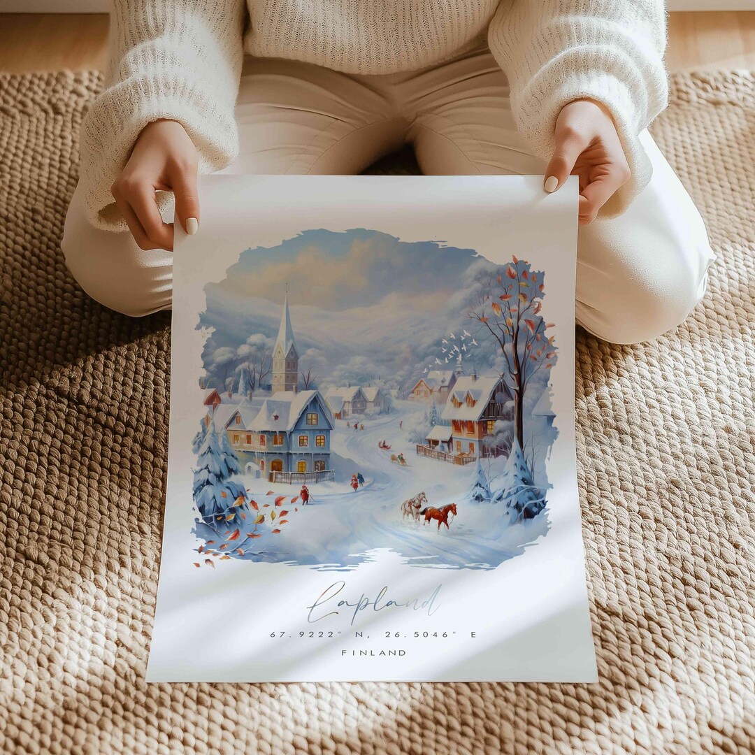 Lapland Print, Lapland Poster, Travel Enthusiast Gifts, Travel Lover ...