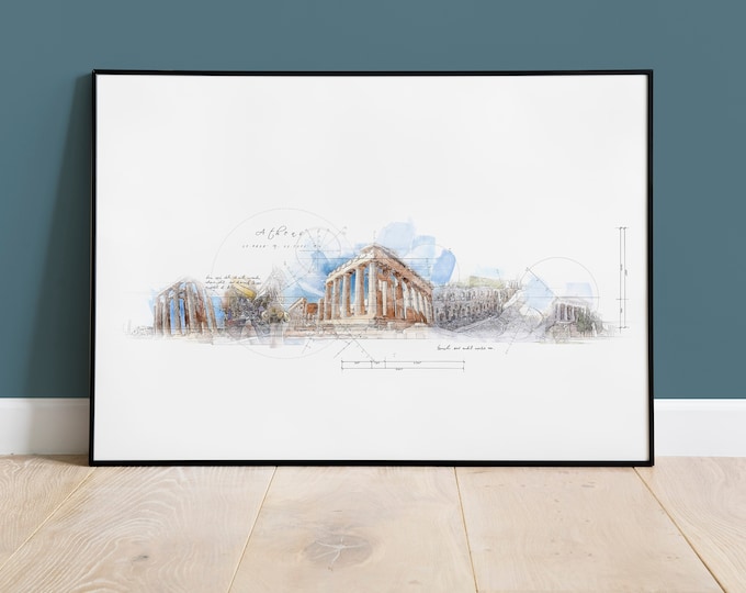 Athens Skyline Print Athens Cityscape Print Athens Wall Art Athens City ...