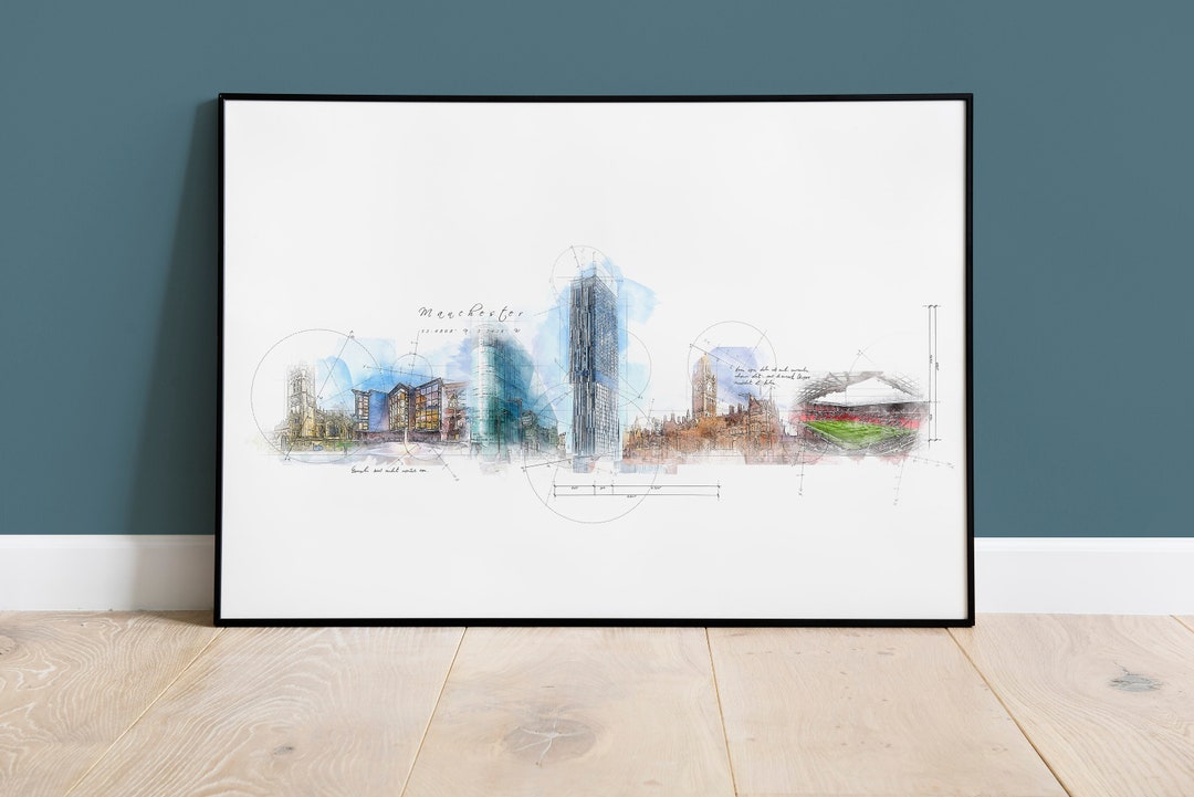 Manchester Skyline Print - Etsy