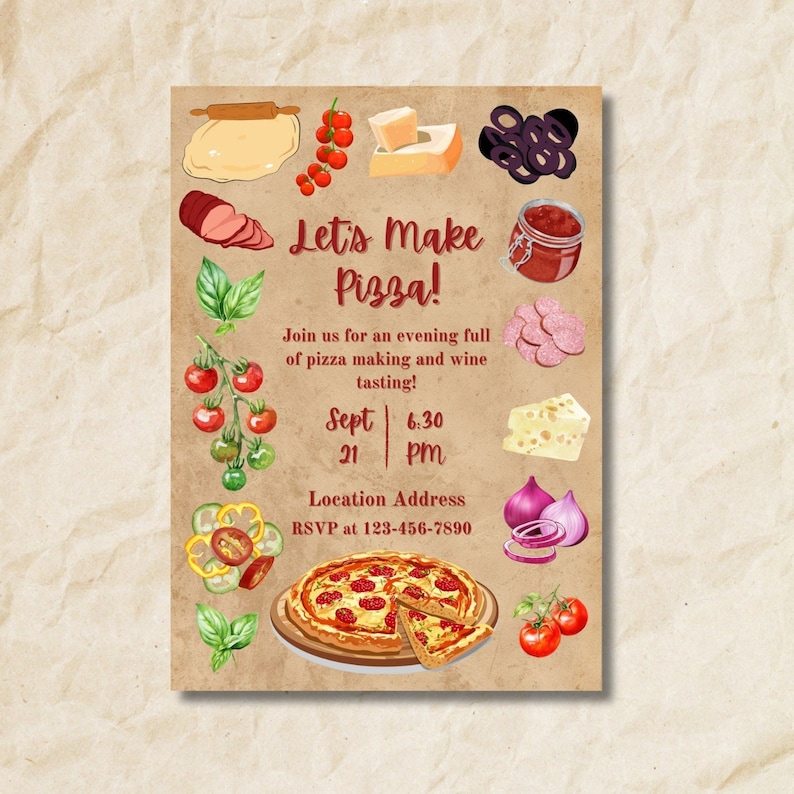 Let's Make Pizza Invitation Template | Pizza Party Invitation Template ...
