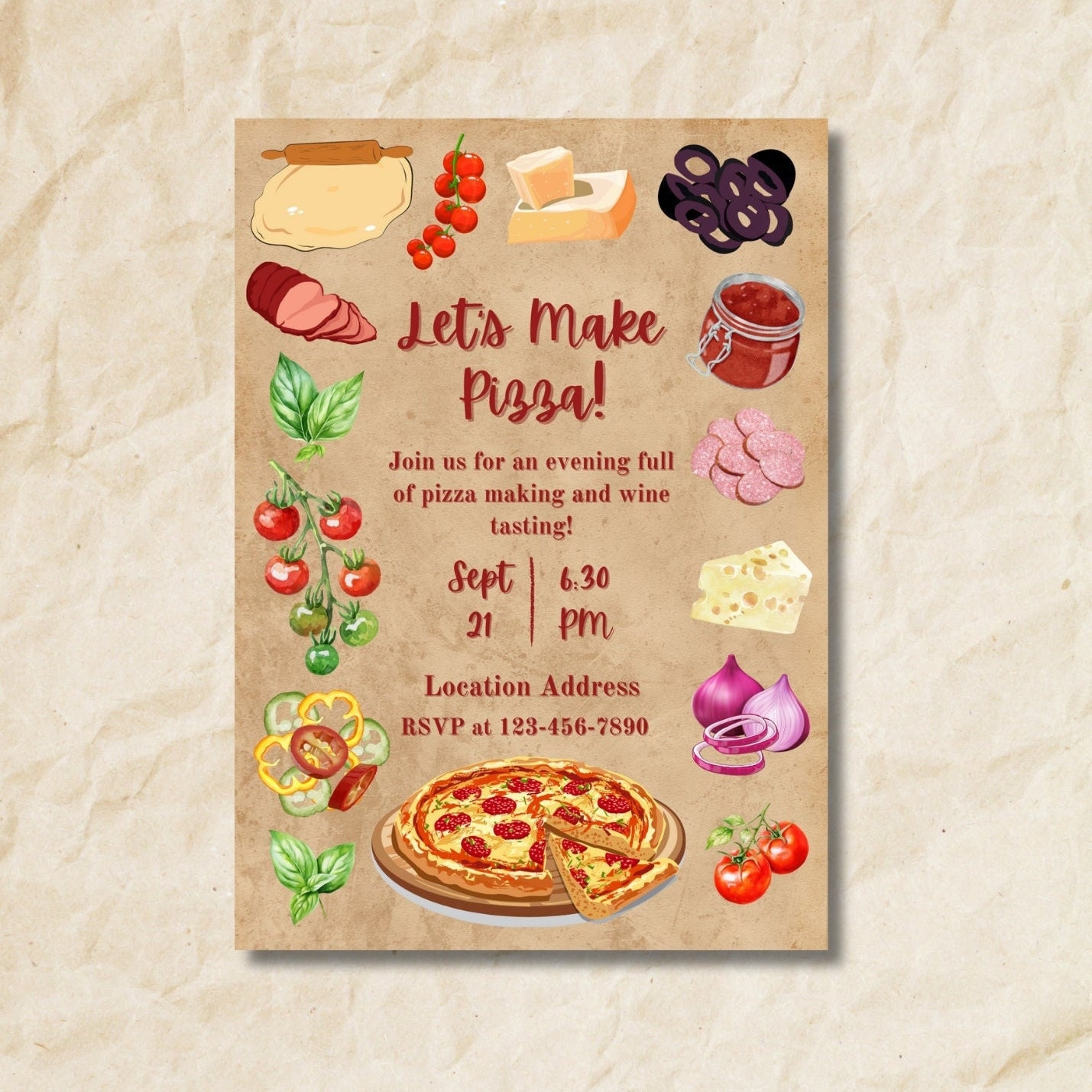 Let's Make Pizza Invitation Template | Pizza Party Invitation Template ...