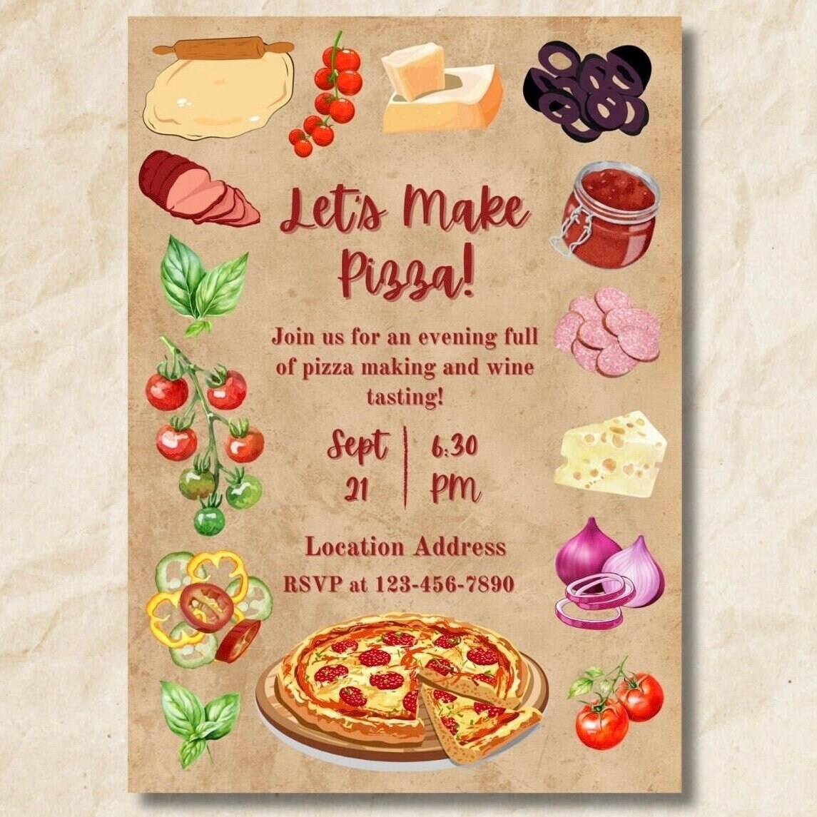 Let's Make Pizza Invitation Template Pizza Party Invitation Template ...